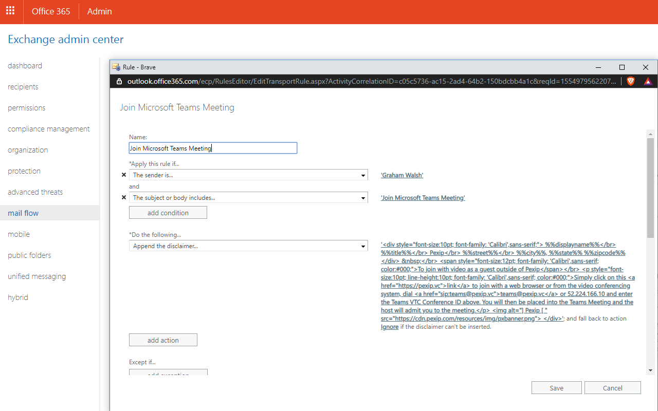 Using Microsoft Exchange Transport Rules for Signatures | Graham Walsh