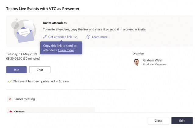 Using a VTC to present into a Microsoft Teams Live Events with Pexip