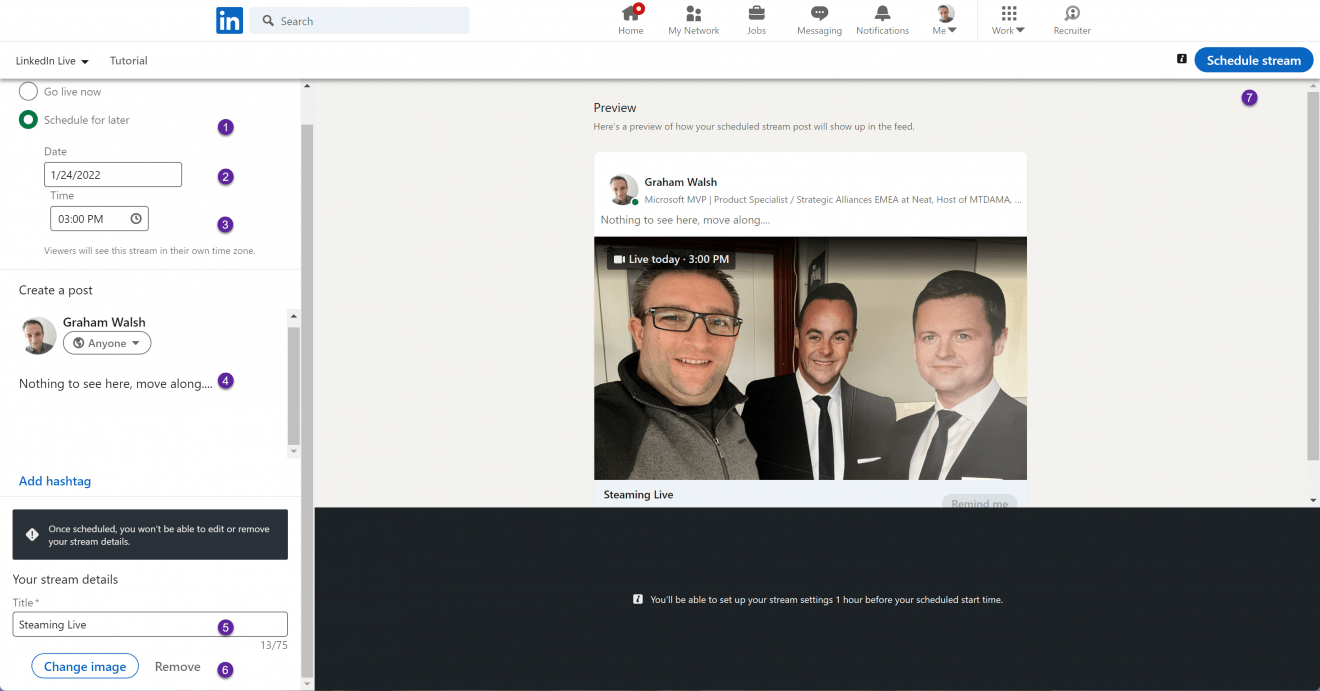 Microsoft Teams and LinkedIn Live Streaming | Graham Walsh